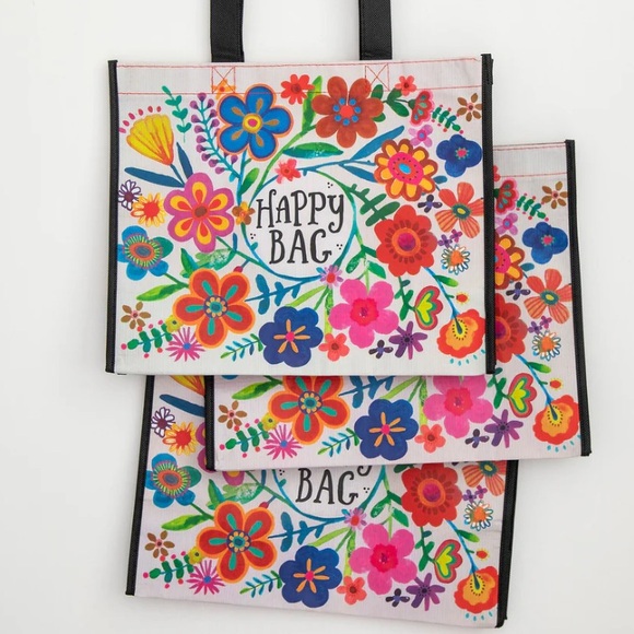 NATURAL LIFE | Bags | Natural Life Large Cream Floral Reusable Happy ...